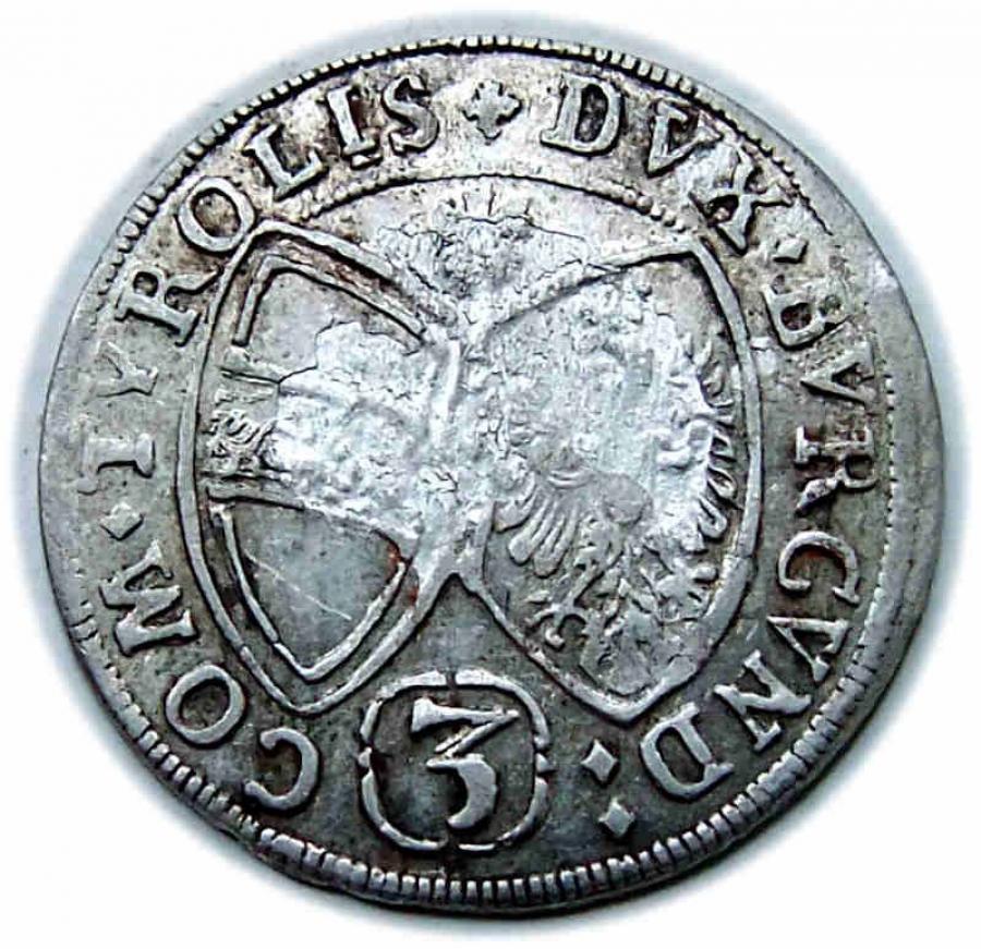 3 kreuzer 1662 Ferdinand Charles Austria Tyrol Hall